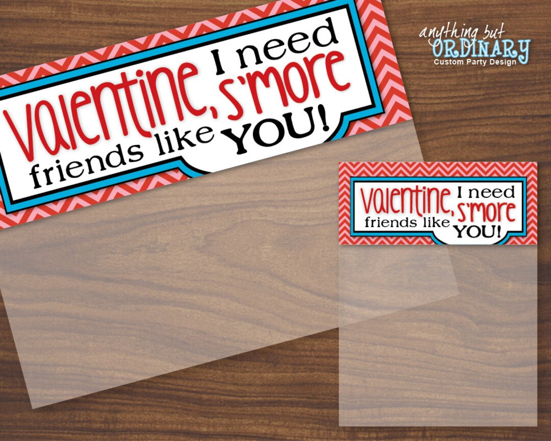 Valentine Smores Bag Topper DIY Labels, Editable Smore Treat Bags ...