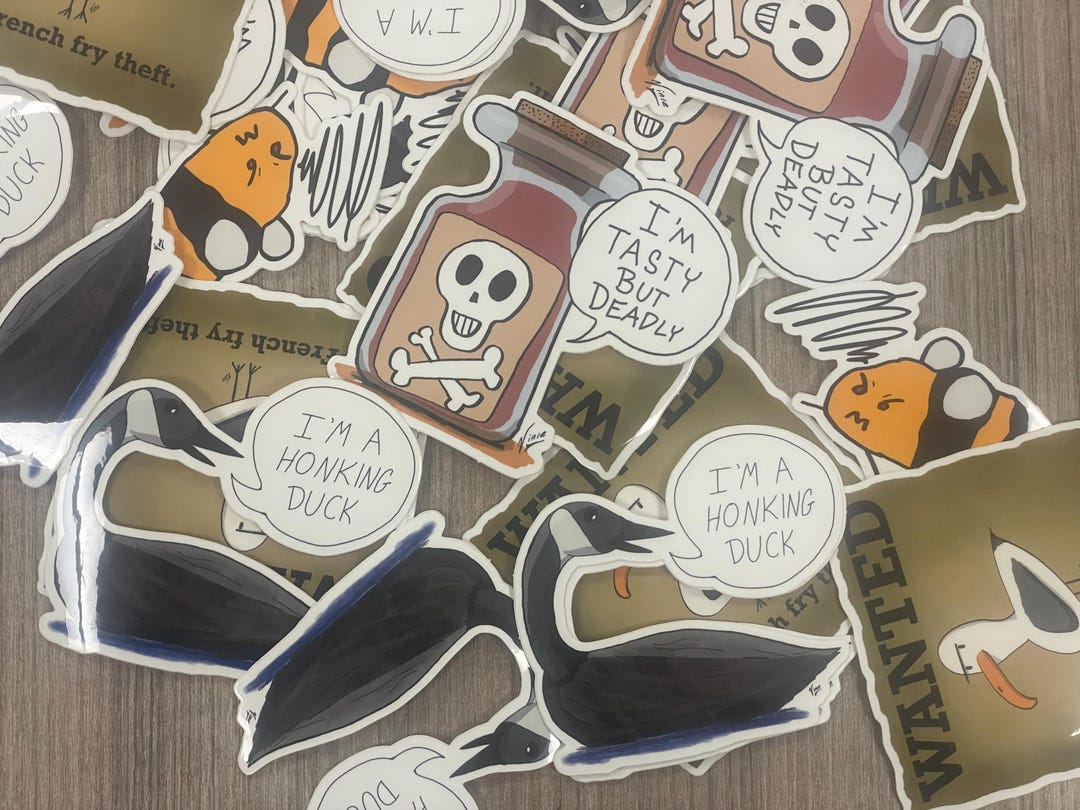 STICKERS! an Angry Bee, a Wanted Sea Gull, A Honking Duck or a Tasty ...