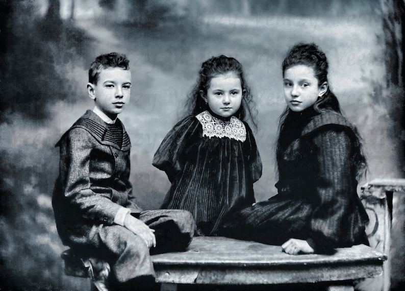 Digital Download Vintage Photo - Boy and Girls, Brother and Sisters ...