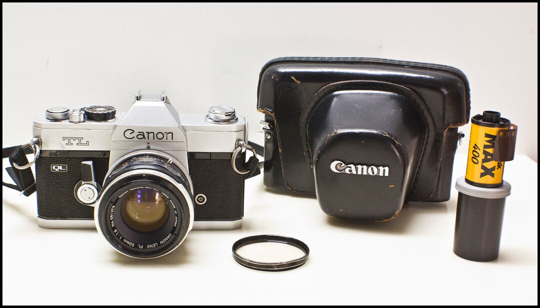 Canon TL QL Camera With Canon FL 50MM 1:1.8 Lens Working Vintage 1960s 35MM Film Camera With ...
