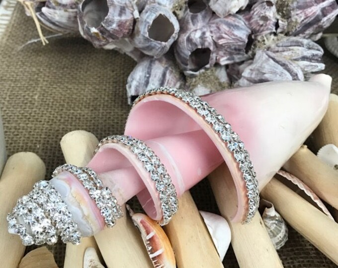 Embellished Spiral Cut Pink Conch Shell With Swarovski Crystals ...