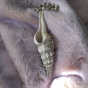 Embellished Spindle Shell With Swarovski Crystals and Pearl Accents ...