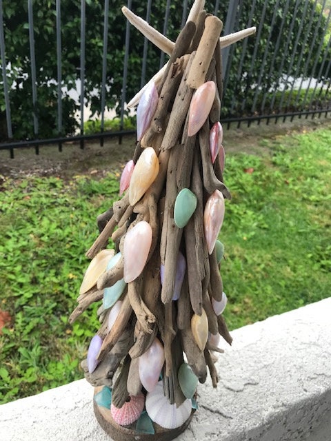 Driftwood Christmas Tree Seashell Xmas Tree Seasonal Decor | Etsy