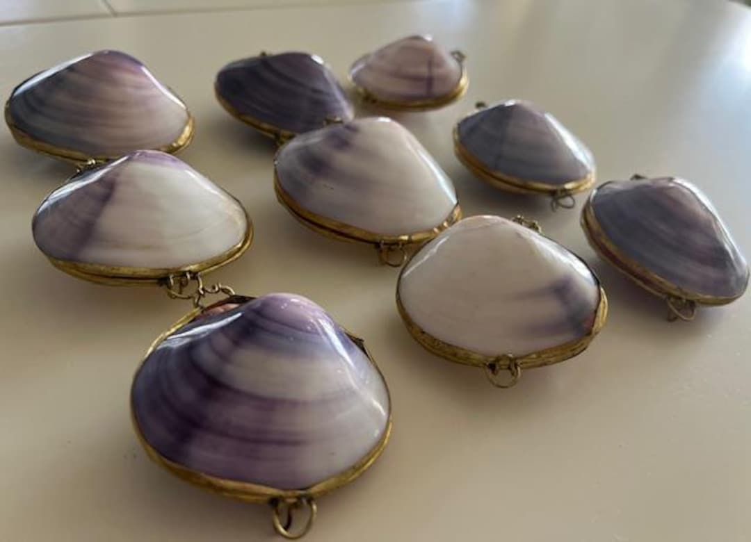 Shell Box - Seashell Ring Box /pill/coin Purse - Purple Clam Ring Box ...