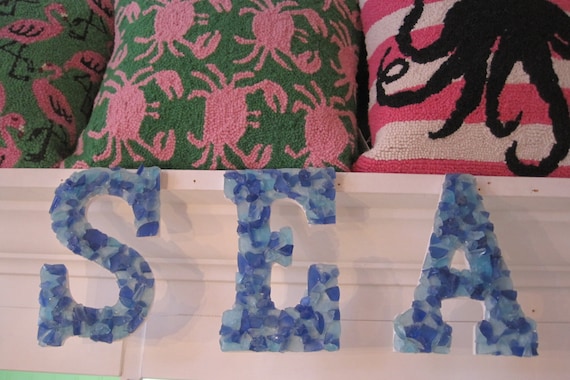 Beach Decor Seaglass Letters sea Seashells | Etsy