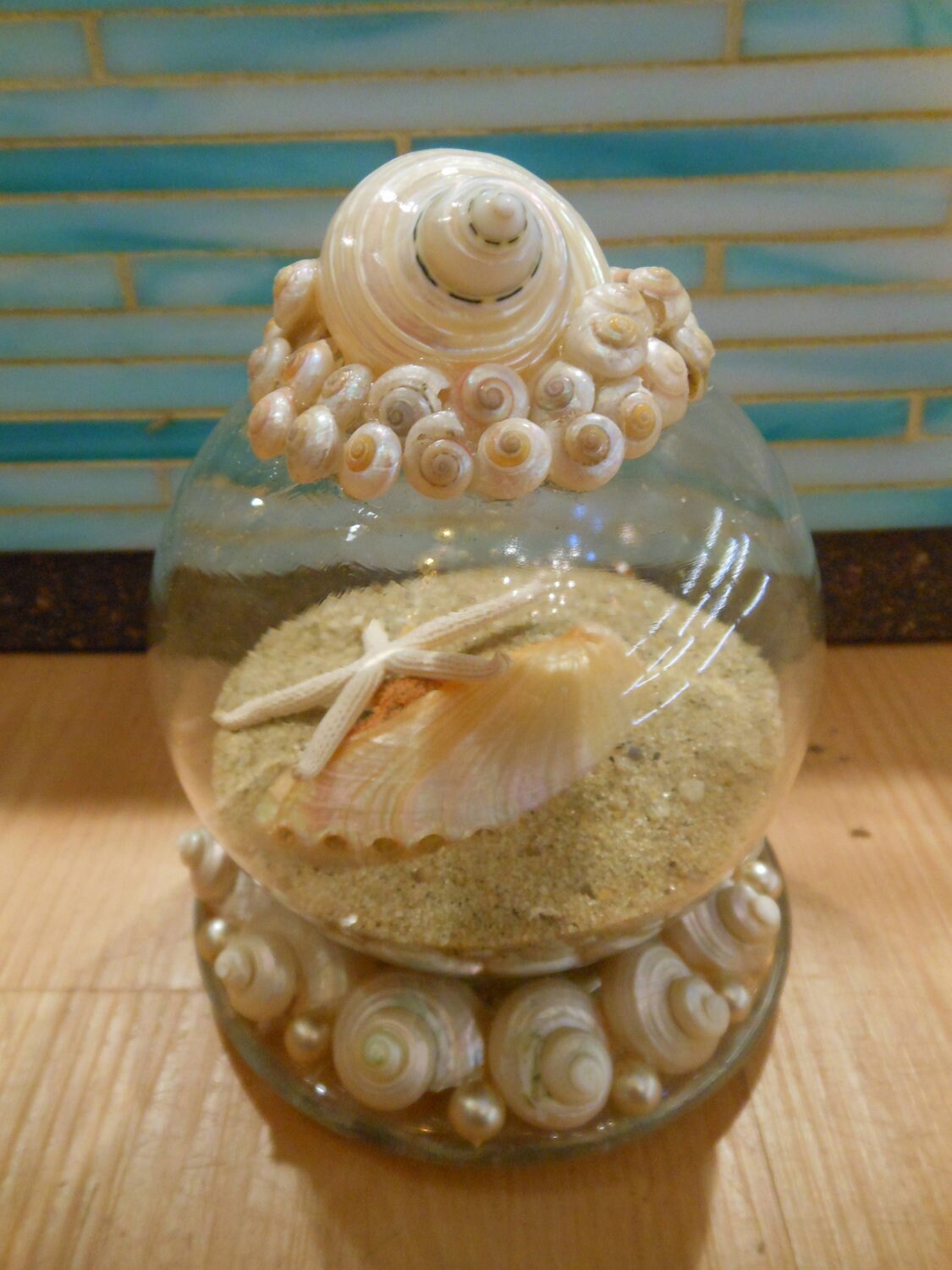 Beach Decor Seashell and Sand Globe Coastal Snow Globe | Etsy