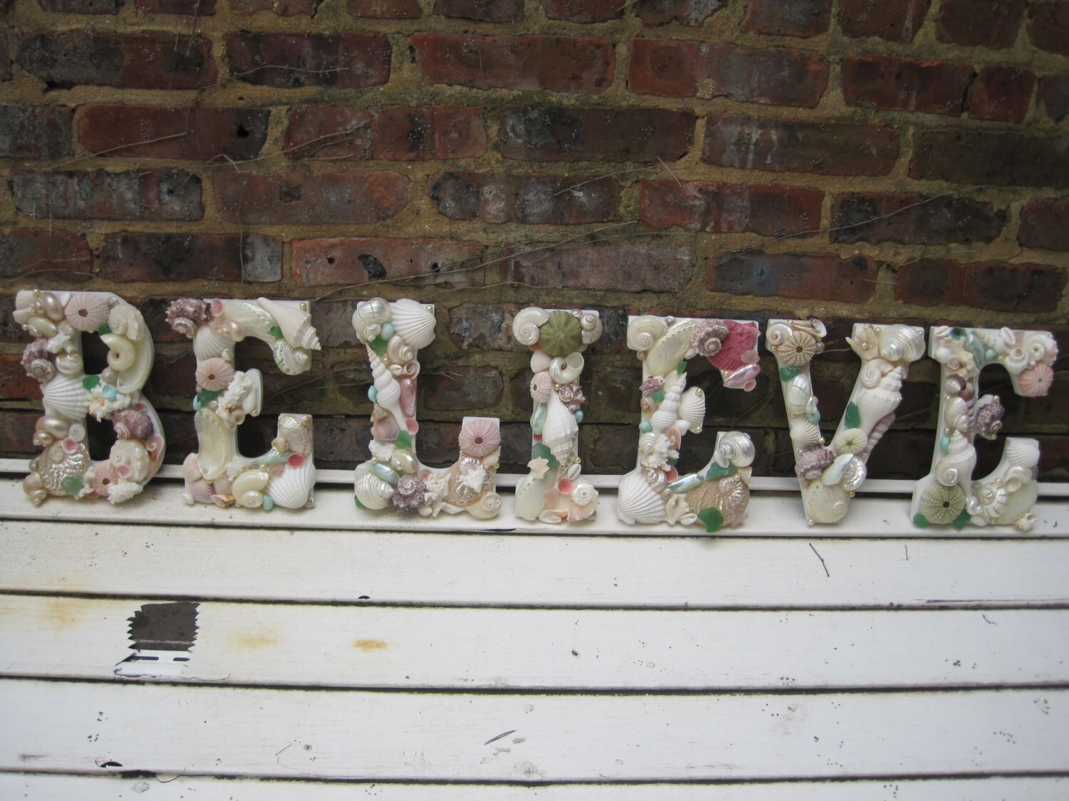 Beach Decor Shell Letters BELIEVE Soft Pastel Colored Shell | Etsy