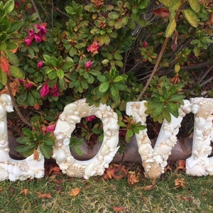 Beach Decor Shell Letters LOVE - White Shell Letters - Wooden Letters ...
