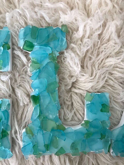 Beach Decor Sea Glass Letters relax Seashells | Etsy