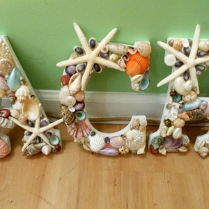 Beach Decor "beach" Shell Letters - BEACH - Multi Colored Seashell ...