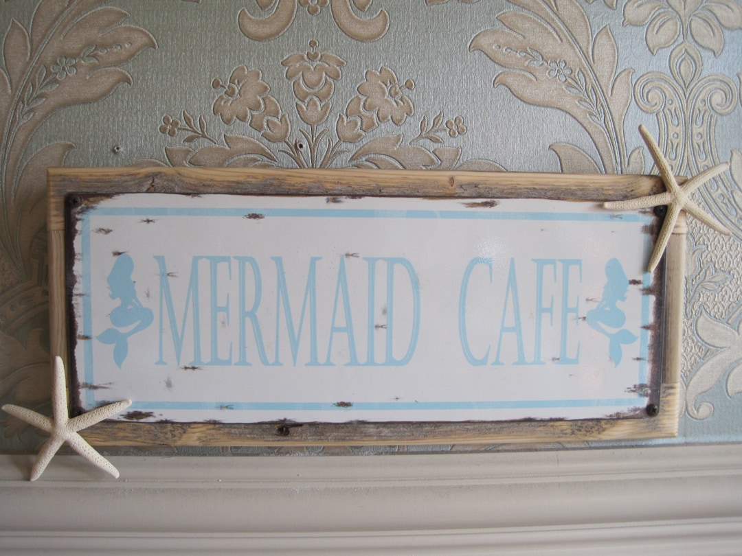 Beach Decor Sign - "mermaid Cafe" Sign - Coastal Home Decor - Wooden ...