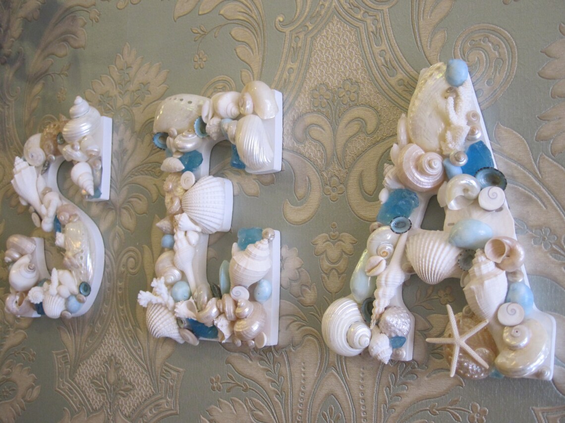 Beach Decor Seashell Letters sea in Exotic - Etsy