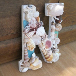 Beach Decor Shell Letters SAND - Seashell Letters - Wooden Letters ...