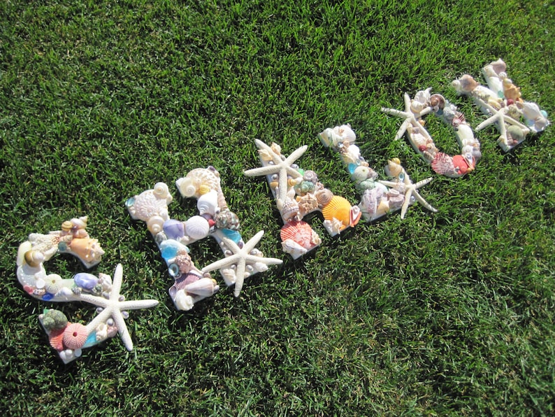 Beach Decor SHALOM Shell Letters - Judaica - Seashell Letters - Welcome ...