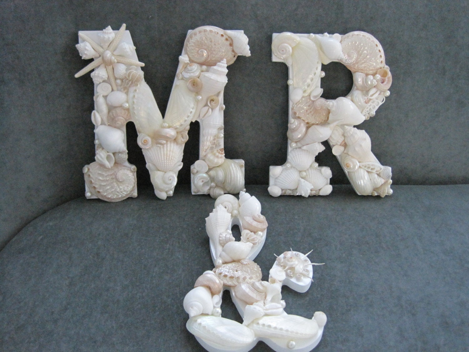 Beach Decor Shell Letters MR & MRS White Shell Letters - Etsy