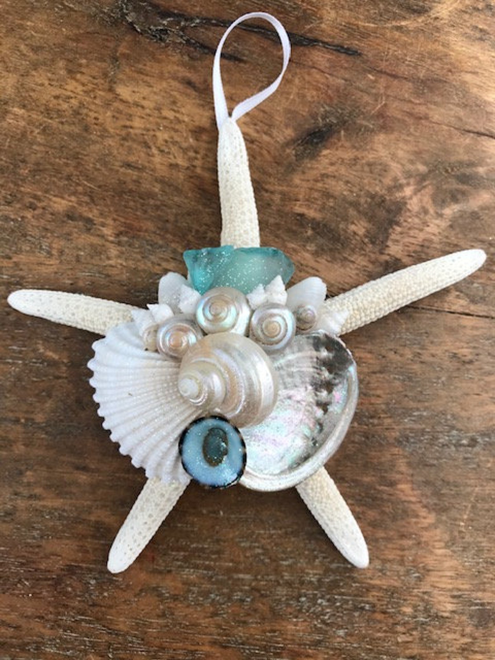 Beach Decor White Starfish Seashell Ornament Shell Christmas - Etsy