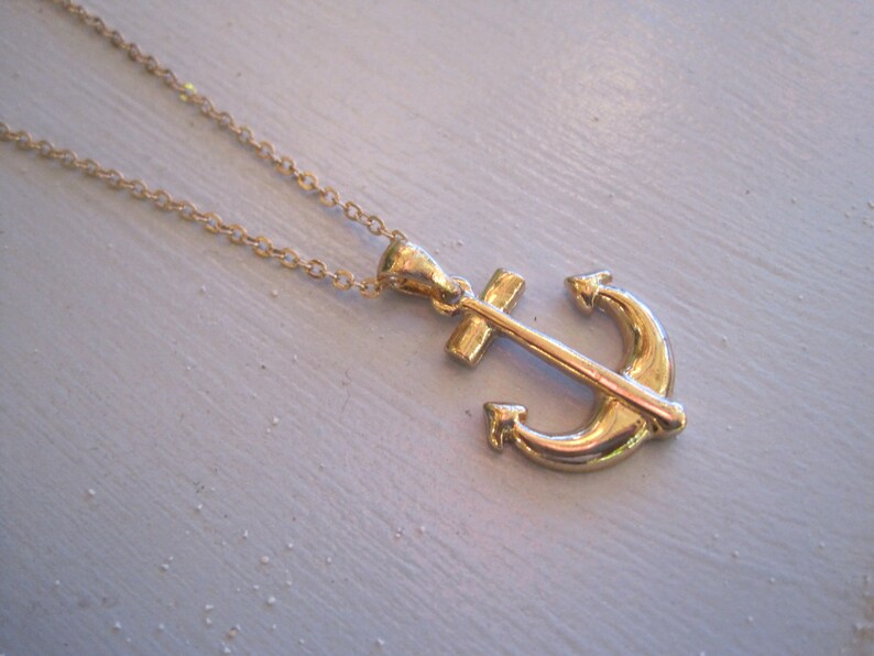 Classic Gold Anchor Necklace - Shiny Gold Anchor Necklace - Etsy