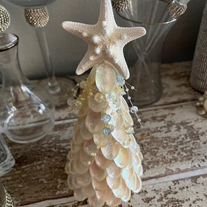 Beach Decor White Abalone Shell Starfish Tree - Shell Christmas Tree ...