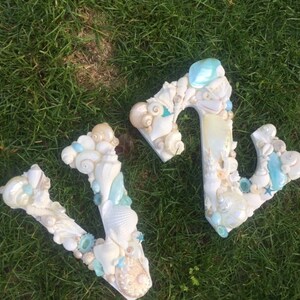 Beach Decor Seashell Letter - "v Z" Blue and White Soft Tropical ...