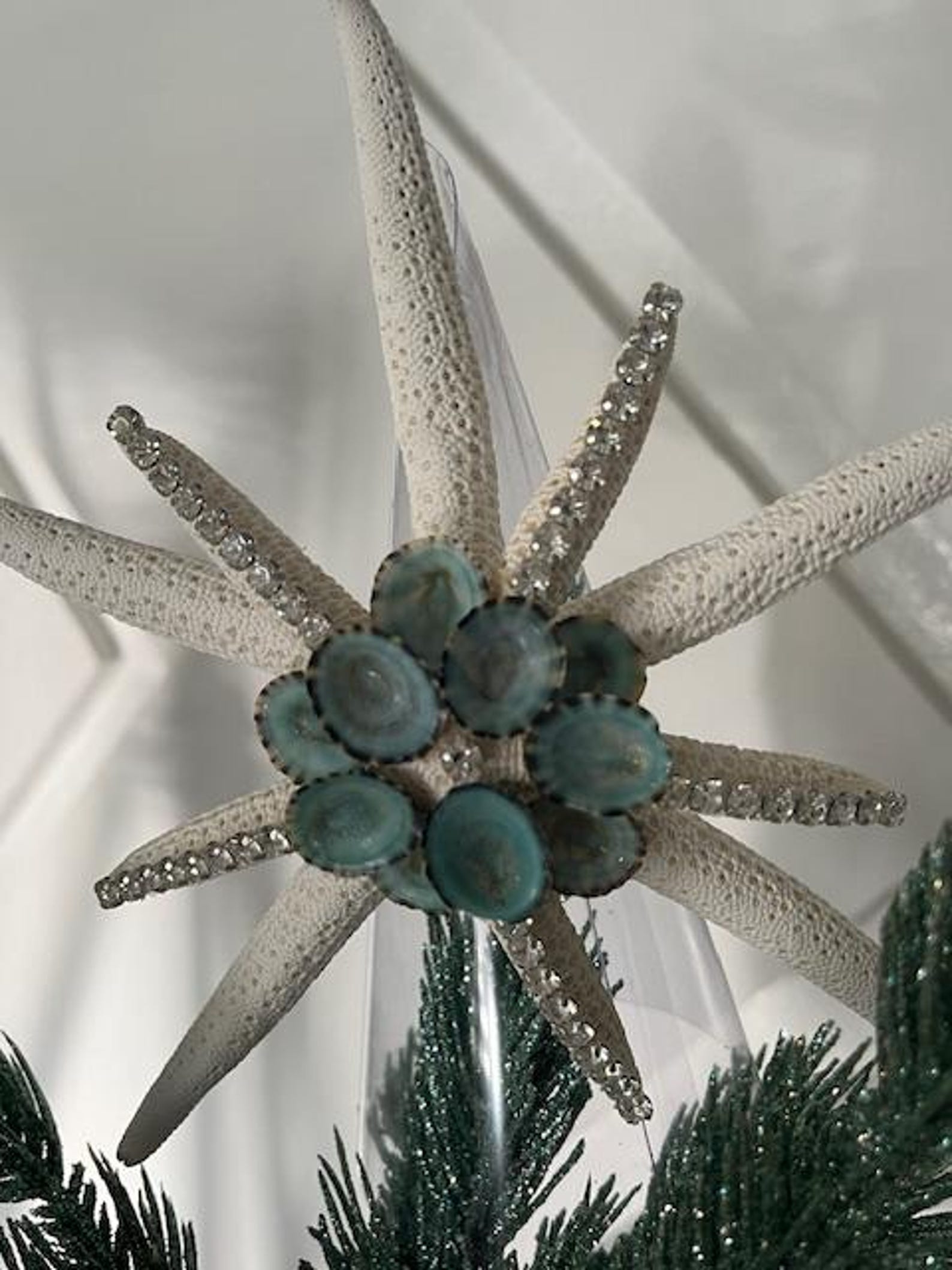 Beach Decor Starfish Tree Topper - Real Starfish & Limpet Shell ...