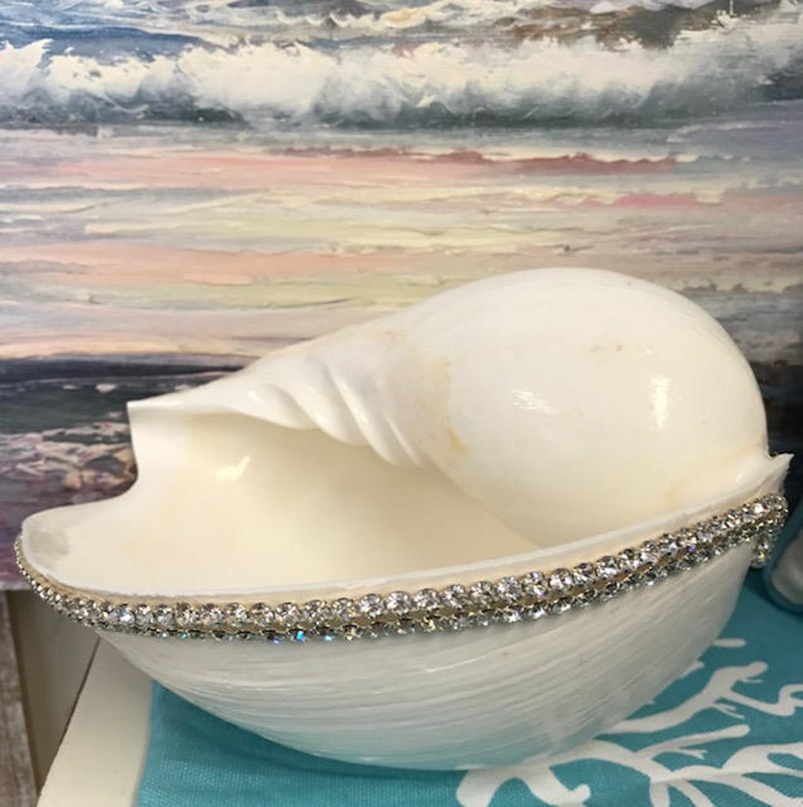 Embellished Polished White Melon Shell With Swarovski Crystals - Etsy