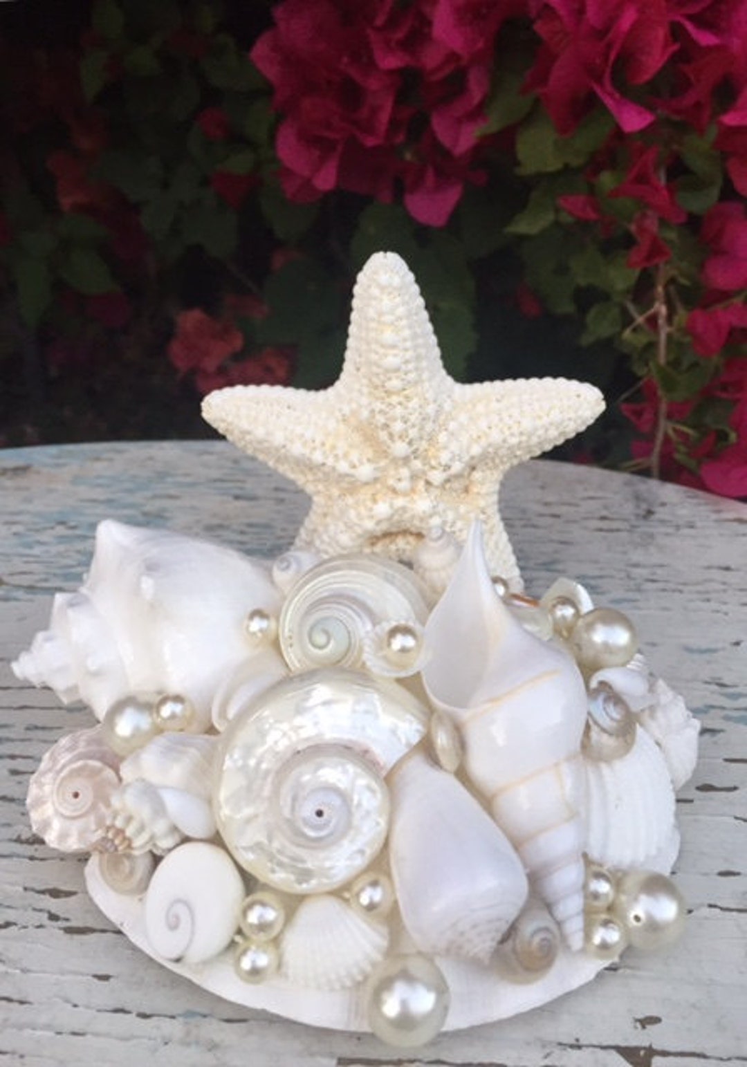 Beach Wedding Starfish Seashell Cake Topper - Beach Wedding Decor ...