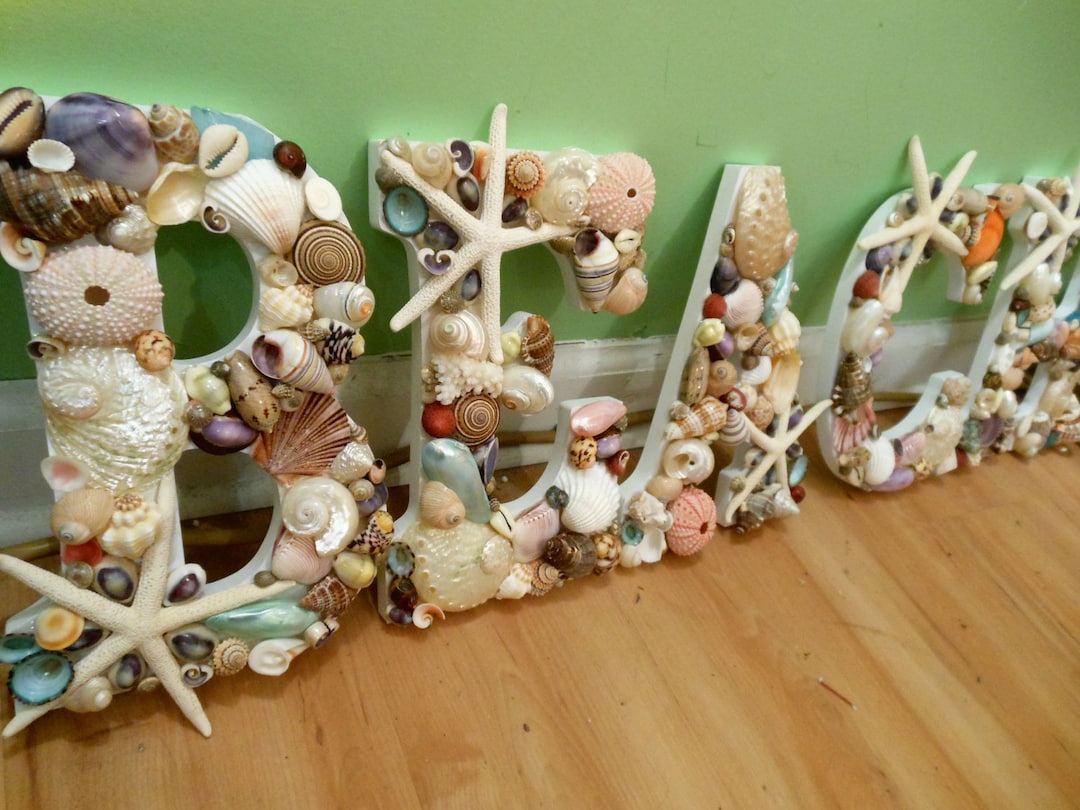 Beach Decor "beach" Shell Letters - BEACH - Multi Colored Seashell ...