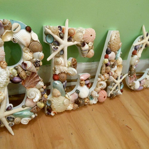 Beach Decor beach Shell Letters BEACH Multi - Etsy