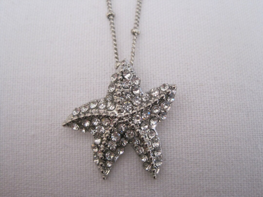 Rhinestone Starfish Necklace - Starfish Necklace - Silver Starfish ...