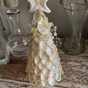 Beach Decor White Abalone Shell Starfish Tree - Shell Christmas Tree ...