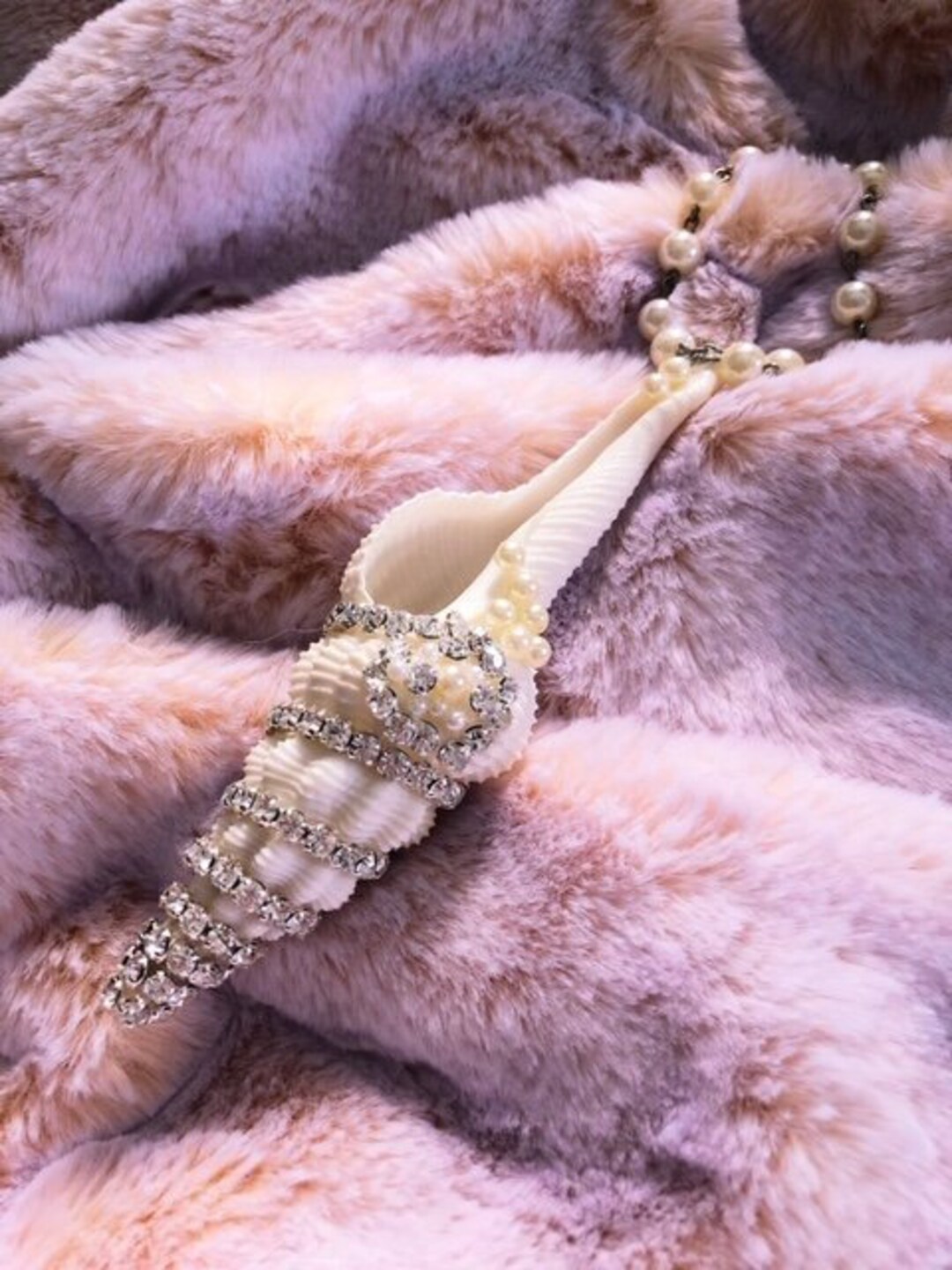 Embellished Spindle Shell With Swarovski Crystals and Pearl Accents ...