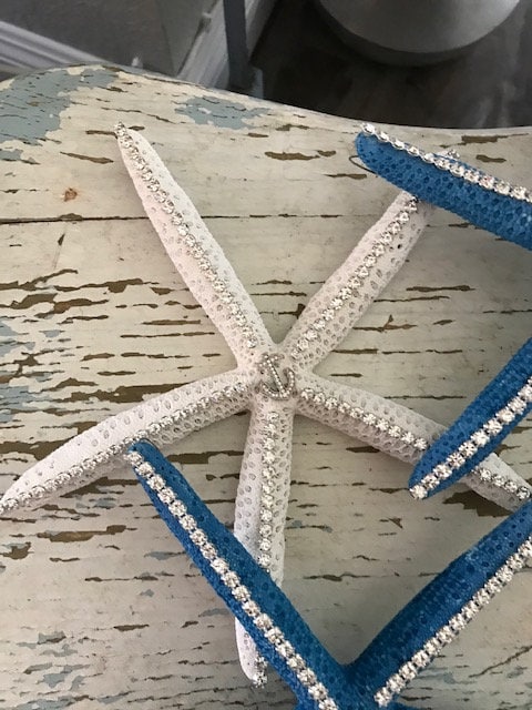 Embellished Anchor Starfish Pair - Blue and White Anchor Starfish ...