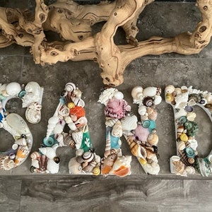 Beach Decor Shell Letters SAND - Seashell Letters - Wooden Letters ...