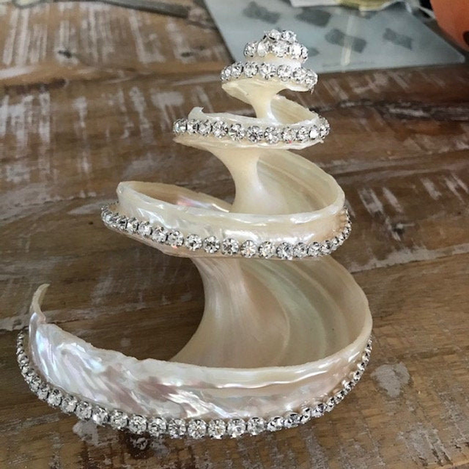 Embellished Spiral Polished Wavy Top Trochus Shell with | Etsy