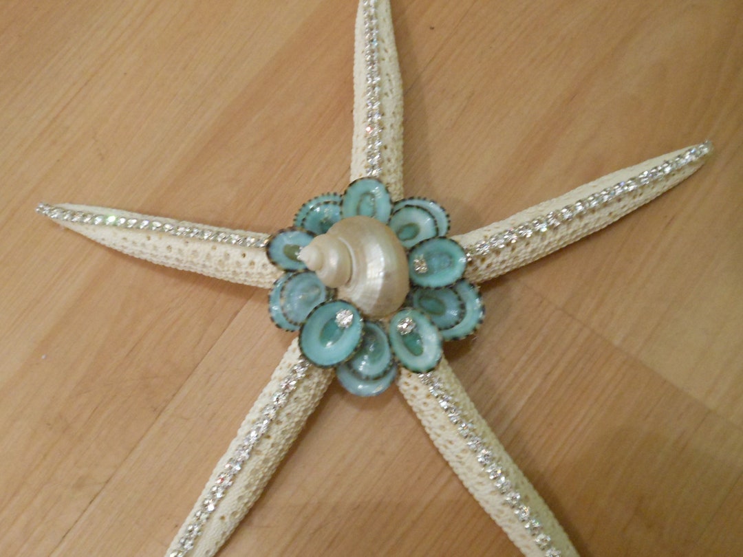 Beach Decor Embellished Starfish With Limpet Shells and Swarovski ...