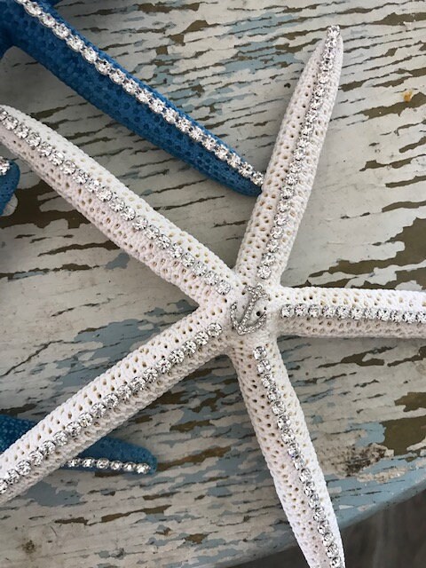 Embellished Anchor Starfish Pair Blue and White Anchor | Etsy