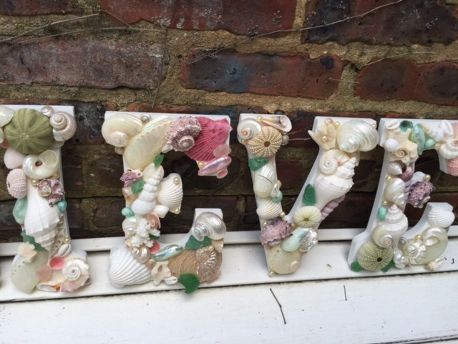 Beach Decor Shell Letters BELIEVE Soft Pastel Colored Shell | Etsy