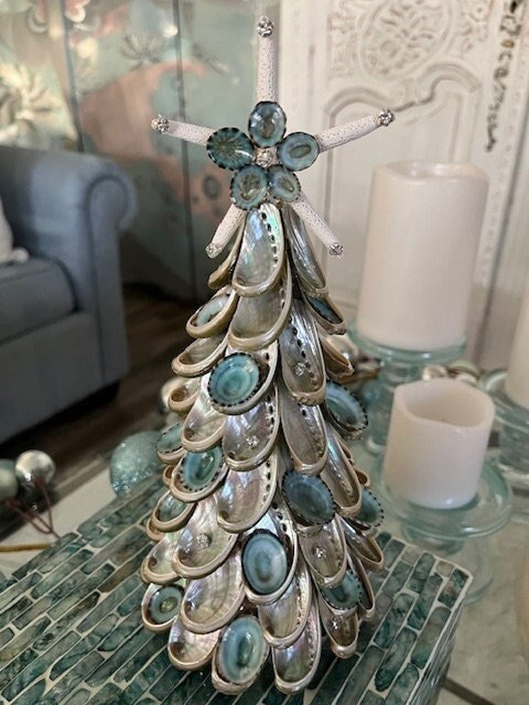 Beach Decor Abalone Limpet Starfish Tree - Shell and Starfish Christmas ...