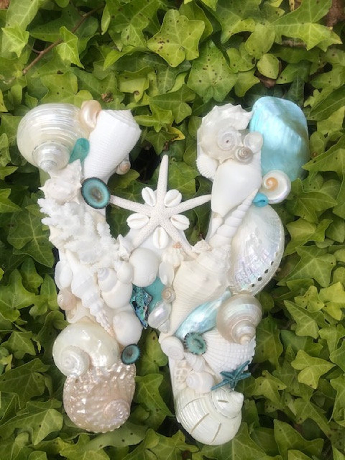 Beach Decor Seashell Letter Blue and White Soft Tropical - Etsy