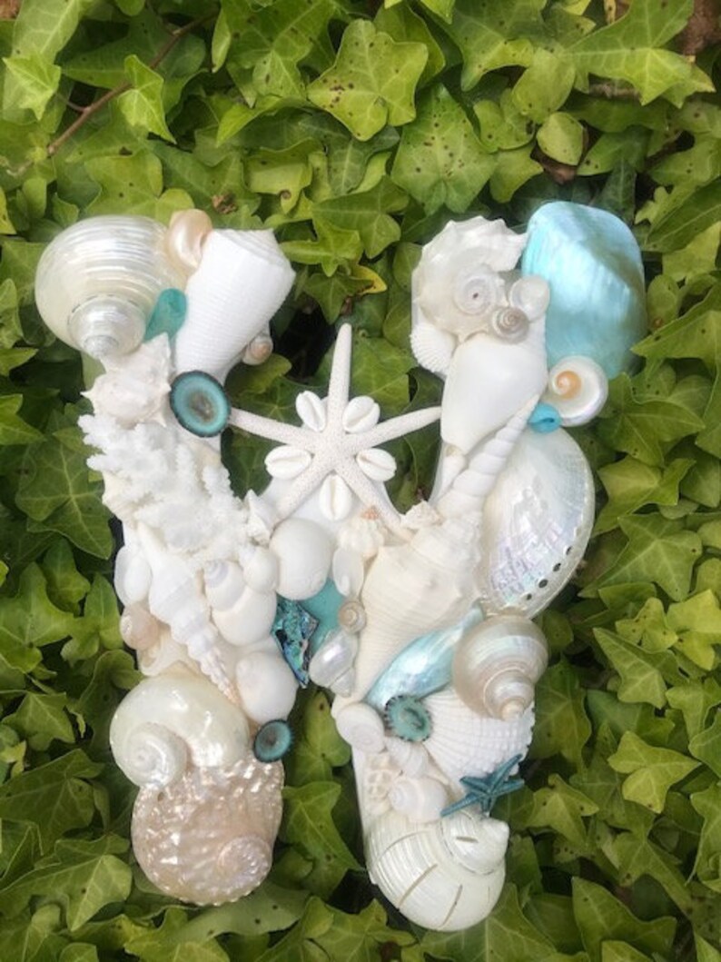 Beach Decor Seashell Letter - Blue and White Soft Tropical Colored ...