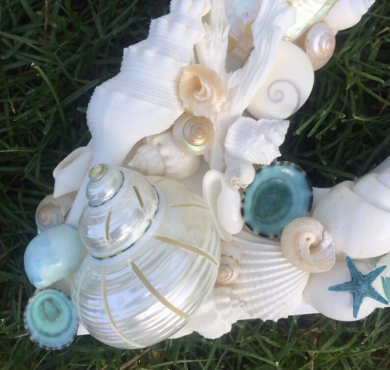 Beach Decor Seashell Letter v Z Blue and White - Etsy