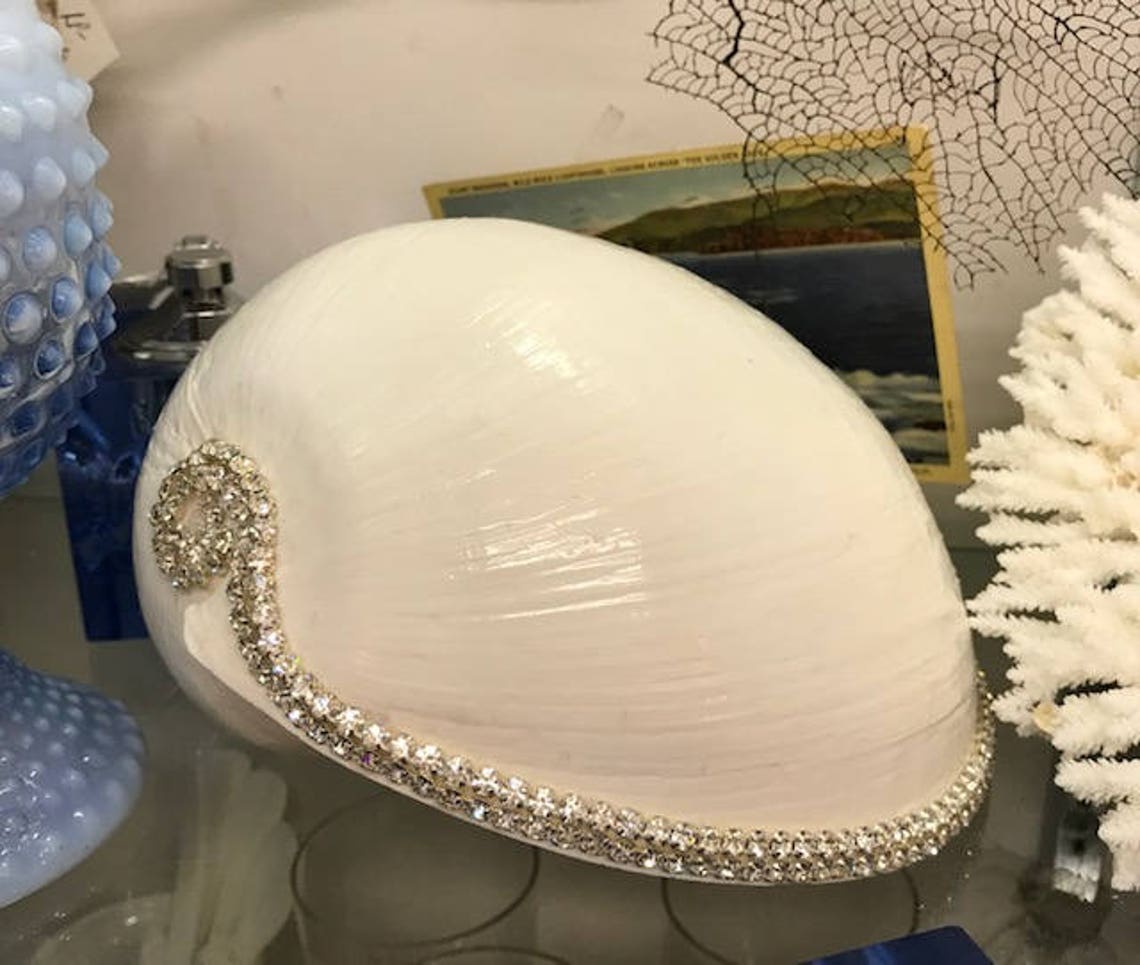 Embellished Polished White Melon Shell with Swarovski Crystals | Etsy