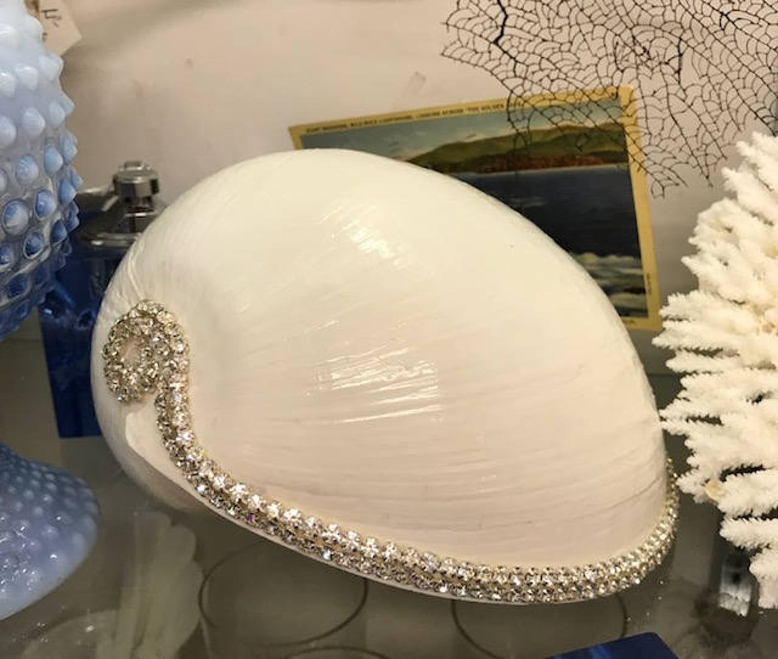 Embellished Polished White Melon Shell with Swarovski Crystals | Etsy