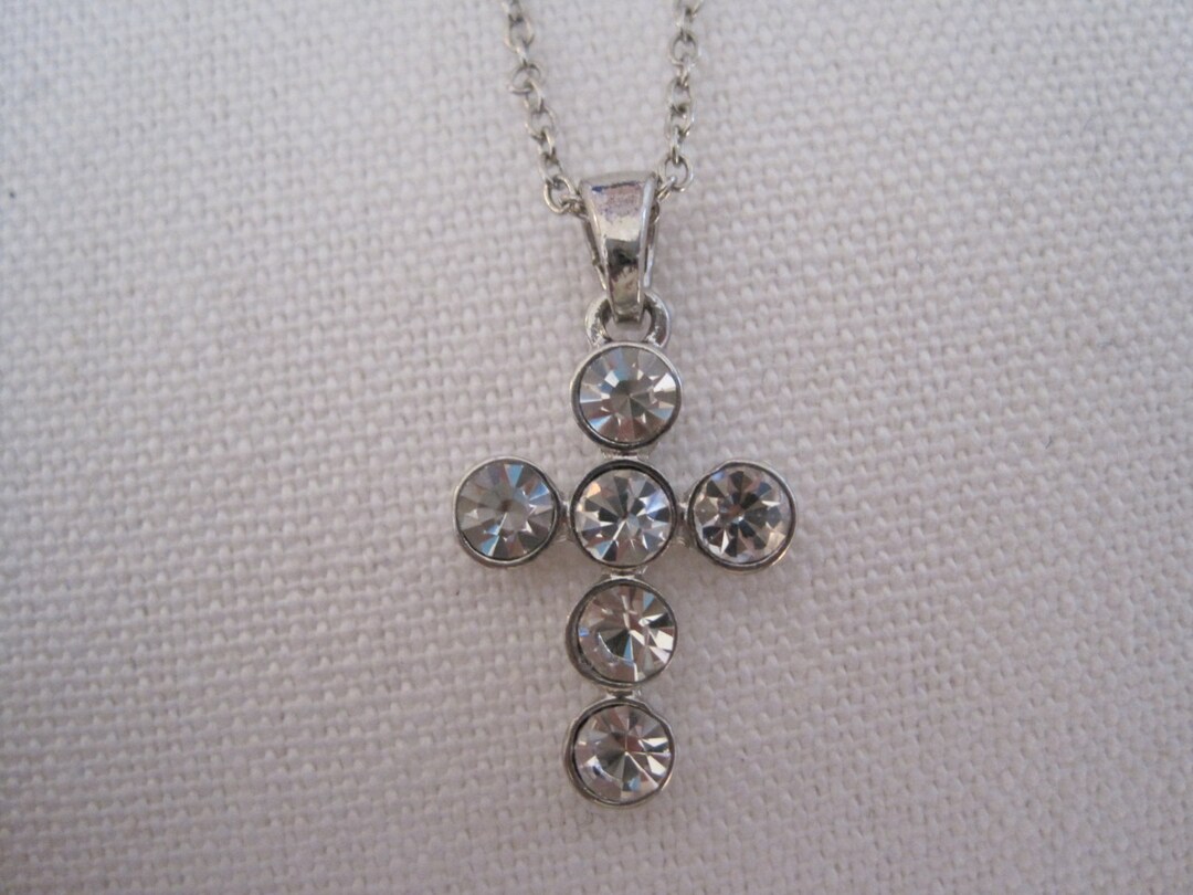 Silver Rhinestone Cross Necklace Rhinestone Cross Necklace Cross ...