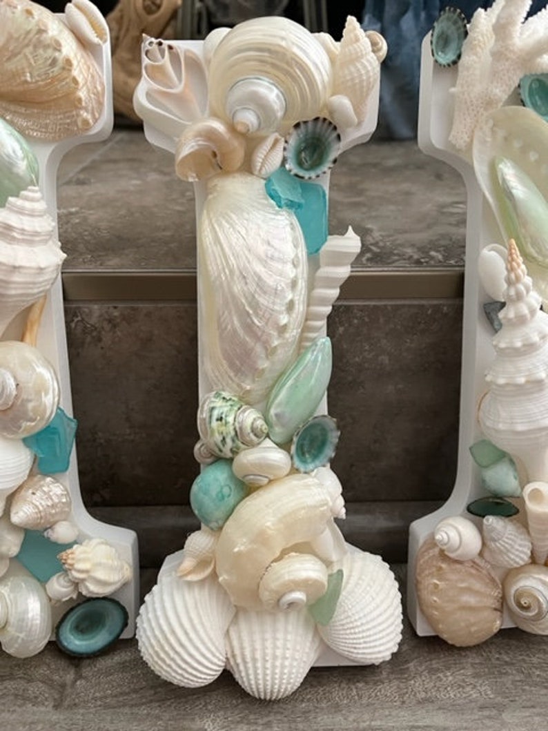 Beach Decor "family" Shell Letters - Soft Tropical Colored Shell ...