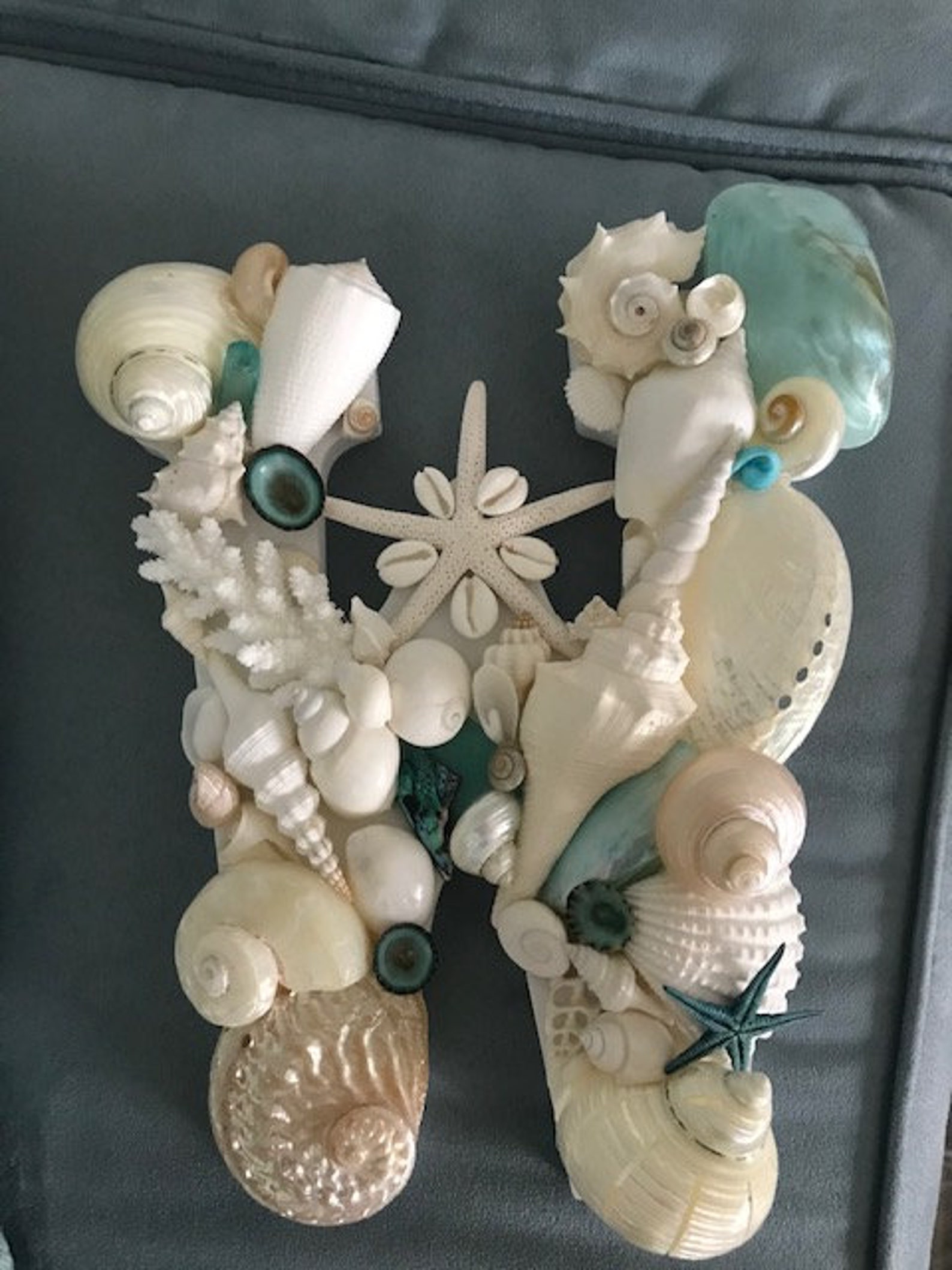 Beach Decor Seashell Letter Blue and White Soft Tropical | Etsy