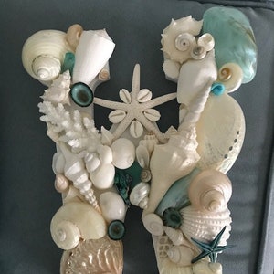Beach Decor Seashell Letter - Blue and White Soft Tropical Colored ...