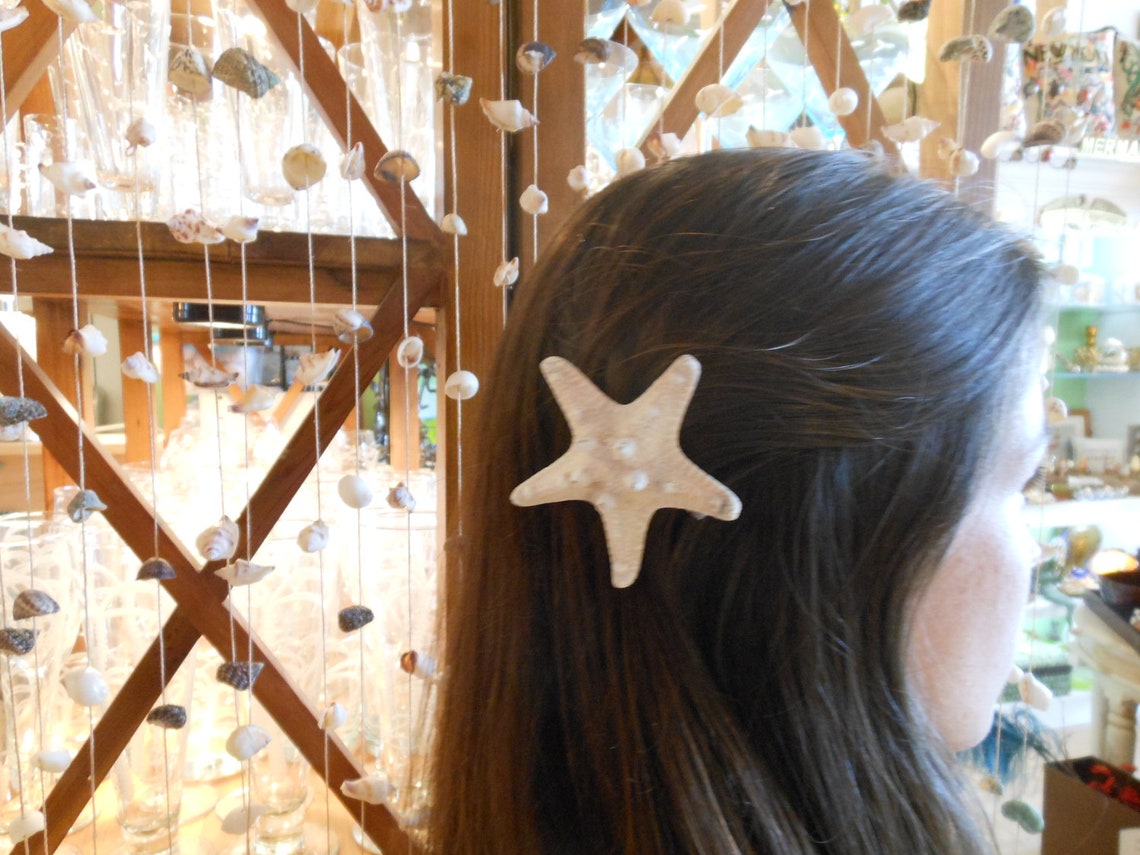 White Knobby Starfish Barrette - Beach Wedding - Starfish Hair Clip ...