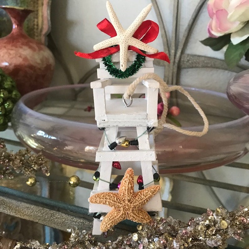 Beach Decor Starfish Lifeguard Chair Ornament Christmas - Etsy