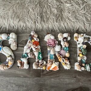 Beach Decor Shell Letters SAND - Seashell Letters - Wooden Letters ...